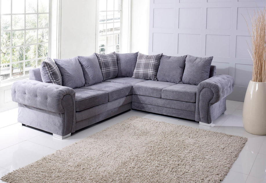 Verona Fernando Corner Sofa Bed Scatter Back Sleeper Grey – SOFA HUB