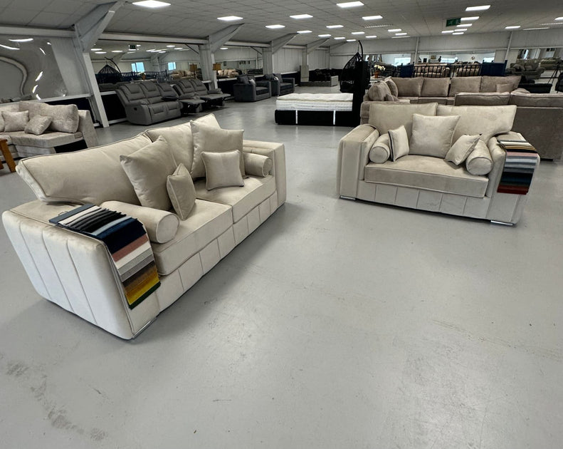 3+2 Madrid Sofa Set - Cream Plush Fabric – SOFA HUB